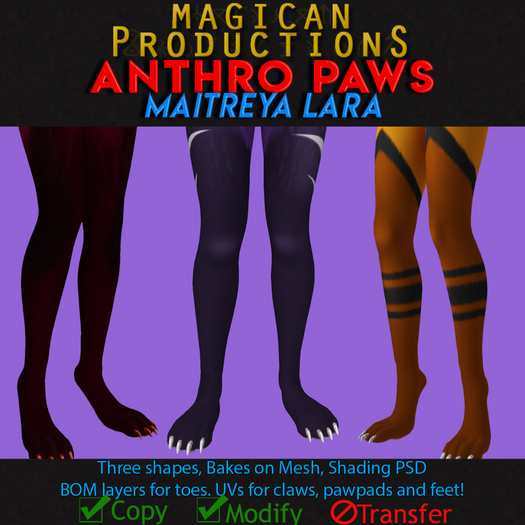 Second Life Marketplace - M*P Anthro Paws (MAITREYA)